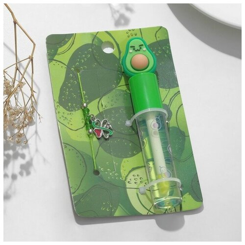 Набор 2 предмета: браслет, блеск для губ «Авокадо» клевер, цвет зелёный, 6 см