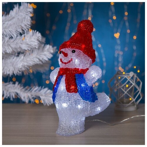 Светодиодная фигура «Снеговик-фигурист» 20 × 29 × 17 см, акрил, 24 LED, 220 В, свечение белое