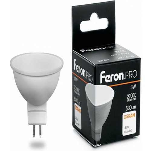 Лампа светодиодная LED 8вт 230в GU5.3 теплый Feron.PRO | код 38089 | FERON (3шт. в упак.)
