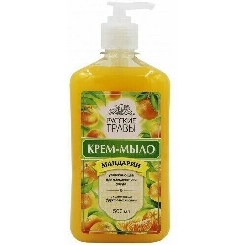 Русские травы Крем-мыло жидкое "Мандарин", с дозатором, 500 мл, 6 упаковок