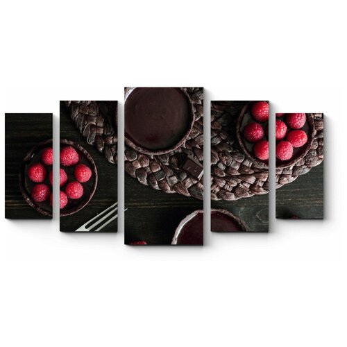 Модульная картина Шоколадный пирог с малиной 100x55