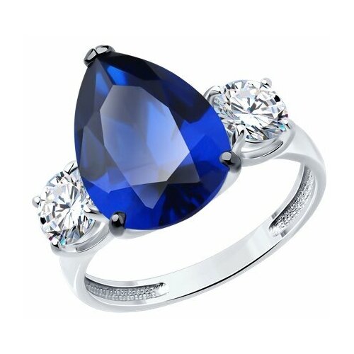 Кольцо Diamant online, серебро, 925 проба, фианит, размер 17.5