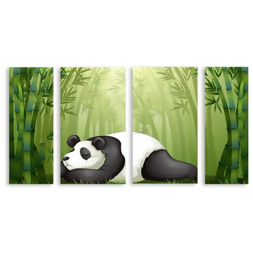 Модульная картина на холсте "Спящая панда" 150x80 см