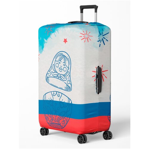 Чехол для чемодана , размер S, белый, синий