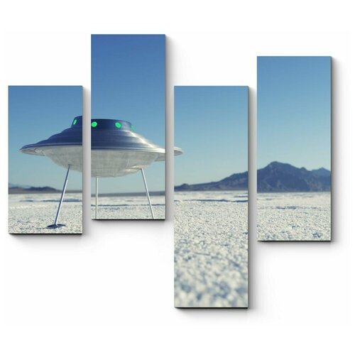 Модульная картина Летающая тарелка в пустыне 84x79