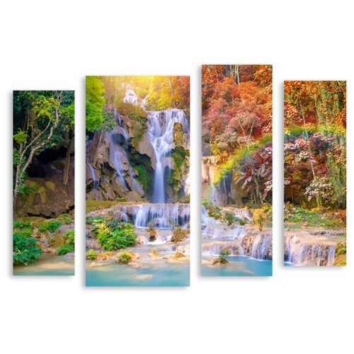 Модульная картина на холсте "Водопад" 120x89 см