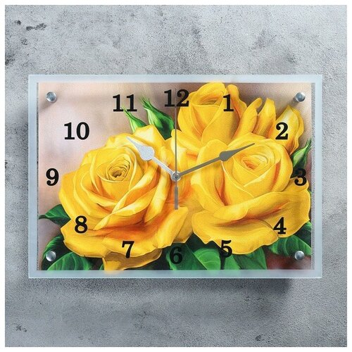 Часы настенные, серия: Цветы, "Розы", 25х35 см