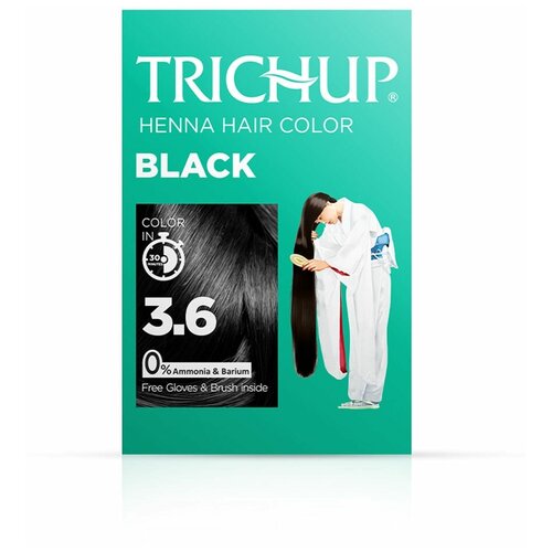 Краска Тричуп для волос на основе хны черная (Trichup Henna Hair Color Black), 60 г
