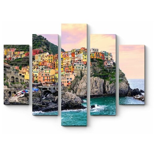 Модульная картина Красочные дома на скале над Средиземным морем 115x92