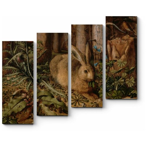 Модульная картина Заяц в лесу, Ханс Хоффман 150x129