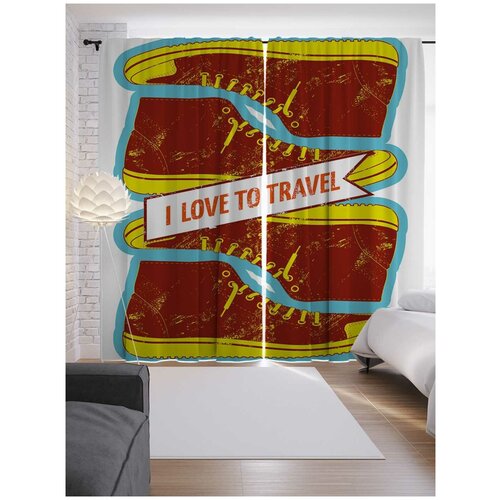 Шторы JoyArty с фотопечатью "Любовь к путешествиям" из сатена, 290х265 см