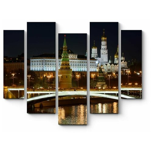 Модульная картина Ночный Кремль в отражении Москвы-реки 121x98