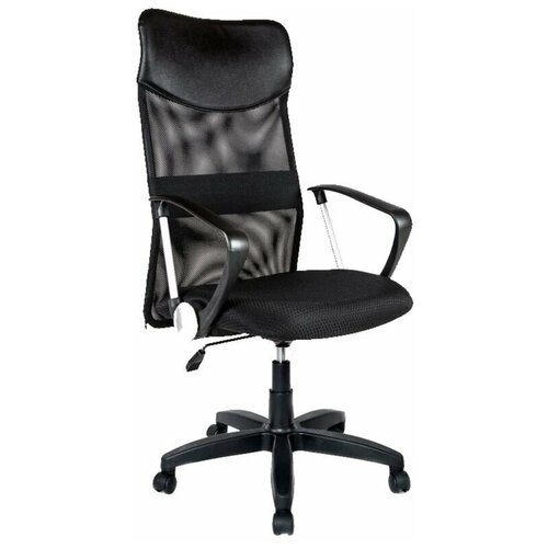 Компьютерное кресло Комфорт Люкс Арфа офисное, искусственная кожа, акриловая сетка, текстиль, цвет: черный