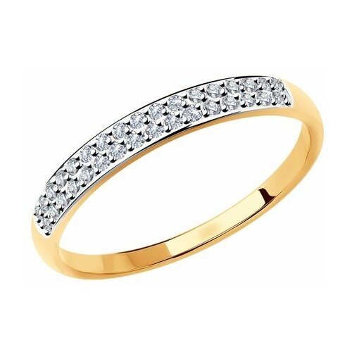 Кольцо Diamant online, красное золото, 585 проба, фианит, размер 17