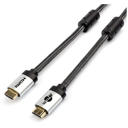 Аудио-видео, оптические шнуры Atcom Кабель HDMI-HDMI v2.0 3,0м Atcom (HIGH speed, Metal gold, в оплетке , пакет)