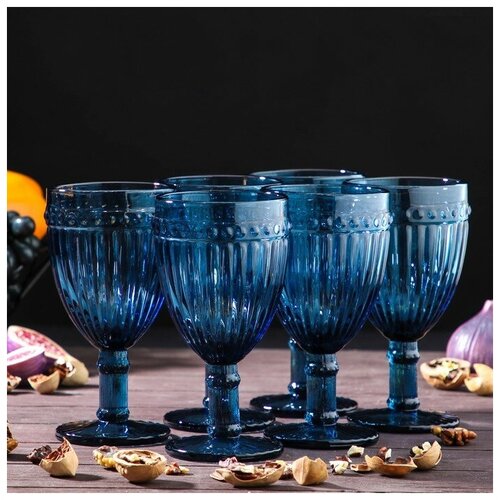Magistro Набор бокалов стеклянных Magistro «Босфор», 250 мл, 6 шт, цвет синий