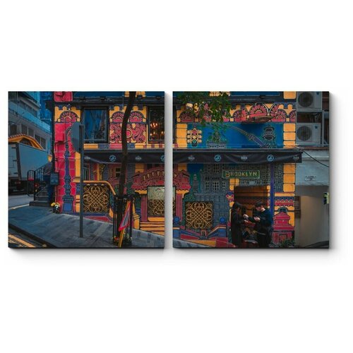 Модульная картина Уютный магазинчик в Гонконге 40x20