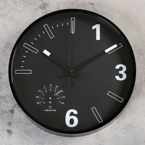 Часы настенные, серия: Интерьер, "Гриик", d-30 см, с термометром