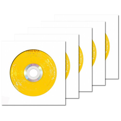 Диск Mirex DVD-R 4,7Gb 16x в бумажном конверте с окном, 5 шт.