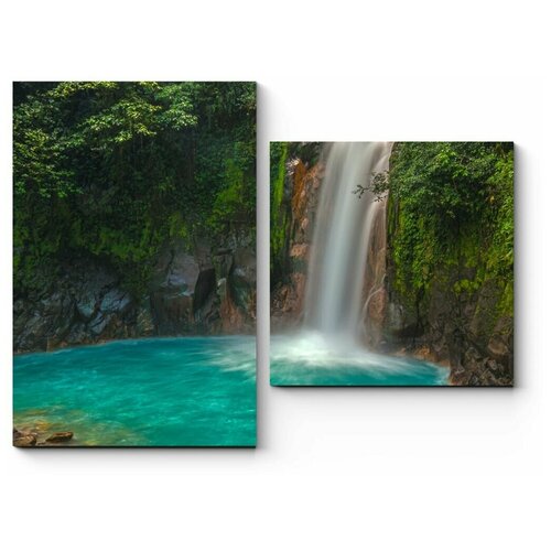 Модульная картина Лазурь вод затерянного водопада, Коста Рика60x45