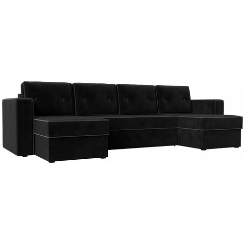 П-образный диван Принстон, черный; серый