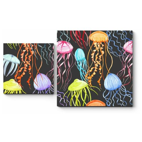 Модульная картина Разноцветные медузы140x84