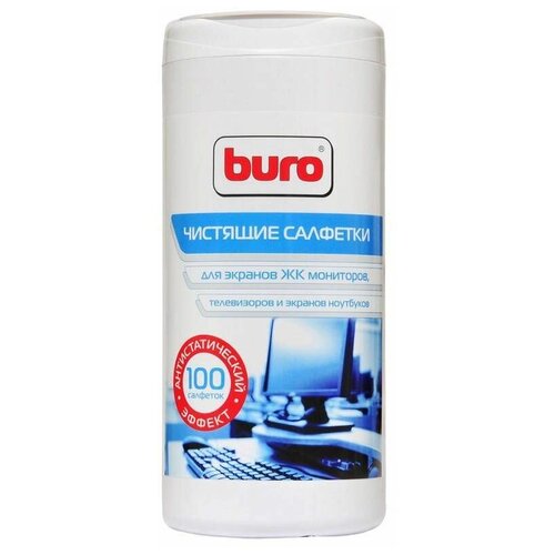 Влажные салфетки Buro BU-Ascreen, 100 шт (туба) для экранов мониторов/плазменных/ЖК телевизоров/ноутбуков