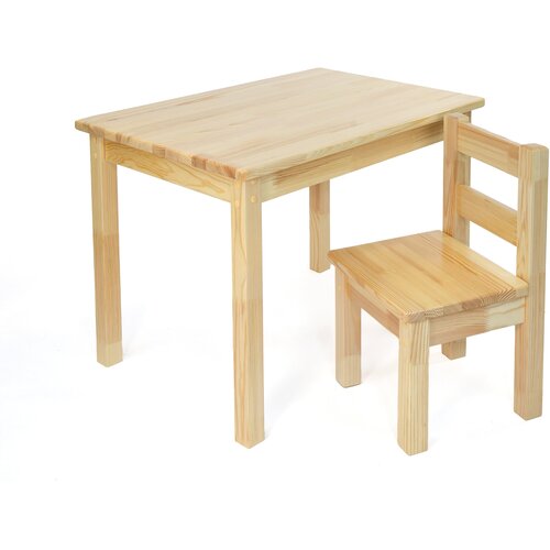 Детский стол и стул деревянный прямоугольный 70х50, ROLTI kids, сосна, лакированный