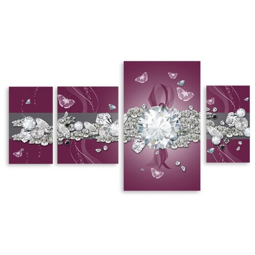 Модульная картина на холсте "Бриллиантовые бабочки" 120x69 см