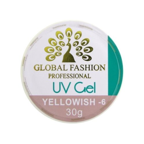 Global Fashion гель Yellowish однофазный камуфлирующий для наращивания, 30 мл, Yellowish-6