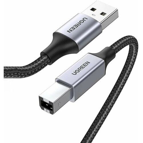 Кабель UGREEN US369 (80803) USB-A to USB-B 2.0 для принтера чёрный/серый космос