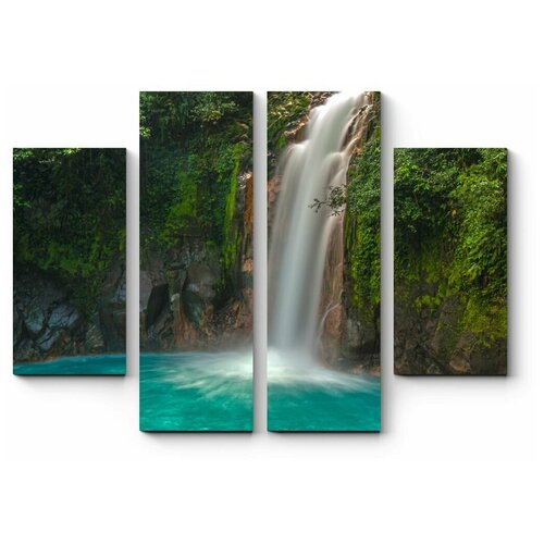 Модульная картина Лазурь вод затерянного водопада, Коста Рика130x98