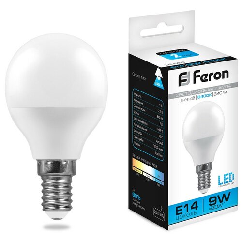 Упаковка светодиодных ламп 4 шт. Feron LB-550 25803, E14, G45, 9 Вт, 6400 К