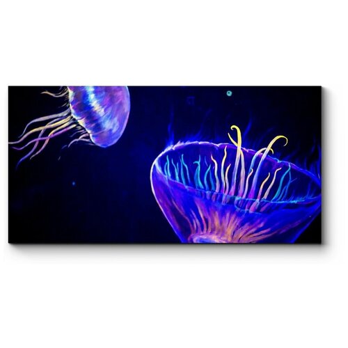 Модульная картина Сияющие медузы60x30