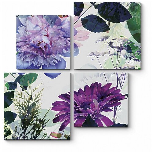 Модульная картина Винтажные цветы 90x90
