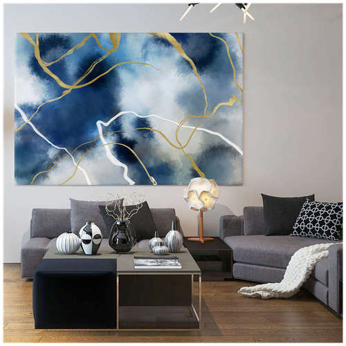 Картина интерьерная на холсте Art. home24 Абстракция синяя, 120 x 80