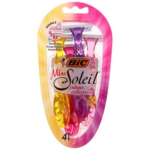 Бритва женская BIC Miss Soleil Colour Collection, 3 лезвия, 4 шт.