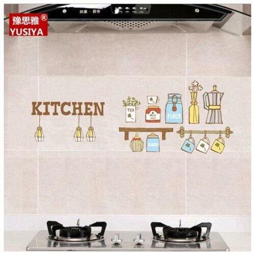 Наклейка интерьерная КНР на кафельную плитку "Кухня с лампочками " 30х90 см
