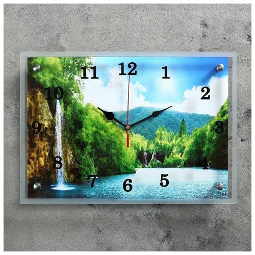 Часы настенные, серия: Природа, "Горный водопад" 25х35 см