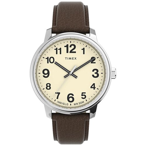Наручные часы TIMEX Easy Reader, серебряный, коричневый