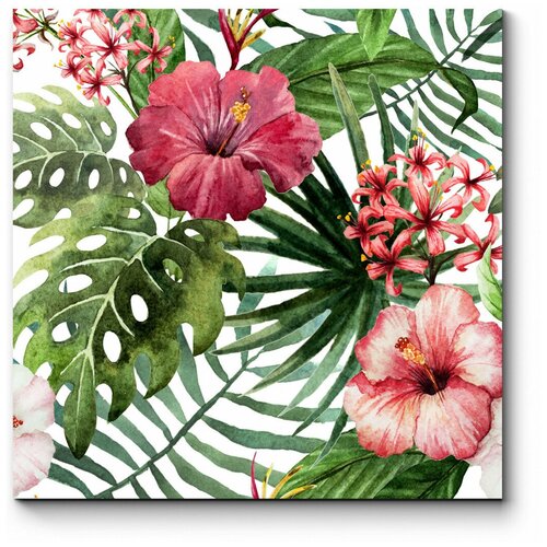 Модульная картина Тропические цветы 20x20