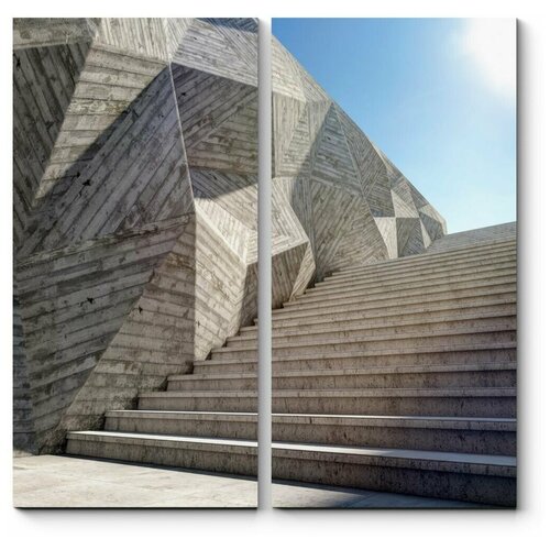 Модульная картина Элемент бетонной стены с лестницей вверх70x70