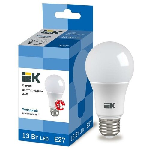Лампа светодиодная ECO A60 13Вт грушевидная 230В 6500К E27 | код LLE-A60-13-230-65-E27 | IEK (80шт. в упак.)