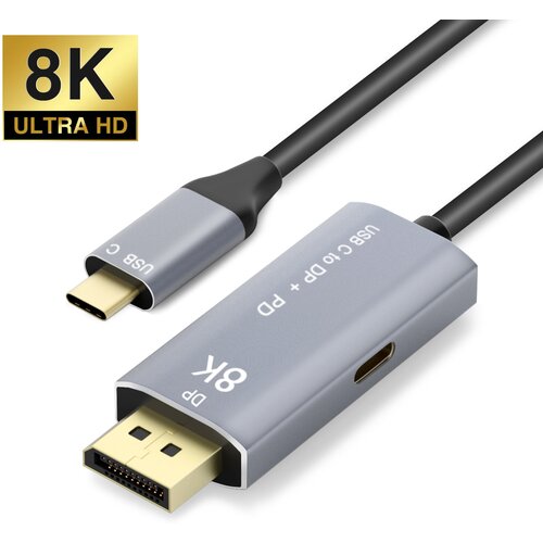 Кабель USB 3.1 Type-C (Thunderbolt 3) на DisplayPort 1.4 (Дисплей порт) 8K-4K + PD charging, 3 метра