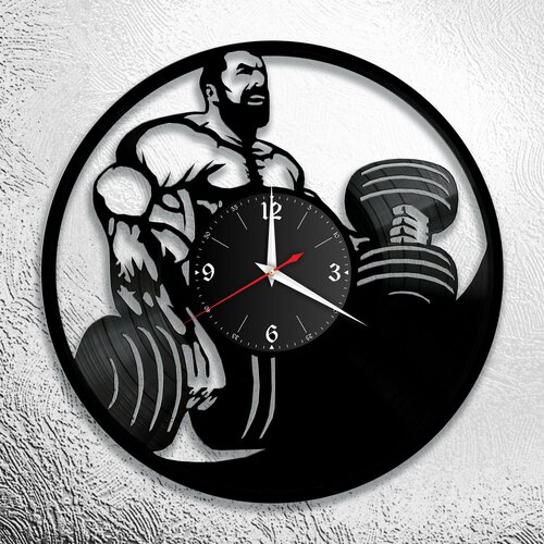 Настенные часы из виниловой пластинки с тематикой Фитнеса