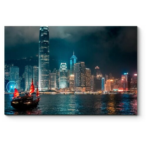 Модульная картина Ночные огни Гонконга 50x33