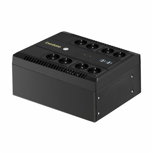 ИБП ExeGate NEO NNB-800. LED. AVR.8SH. CH <800VA/480W, LED, AVR, 8*Schuko, 4*USB-порта для зарядки, Black> EX293854RUS