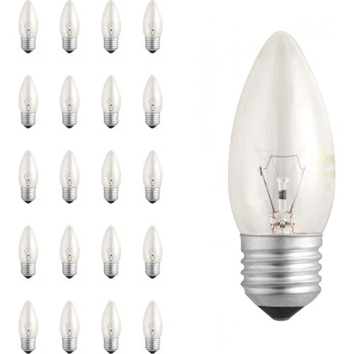 Лампа накаливания JazzWay B35 40W E27 прозрачная свеча (комплект из 50 шт)