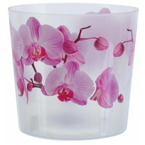 Кашпо для орхидей Idea Деко 16 h15.5 см v2.4 л пластик белый/розовый