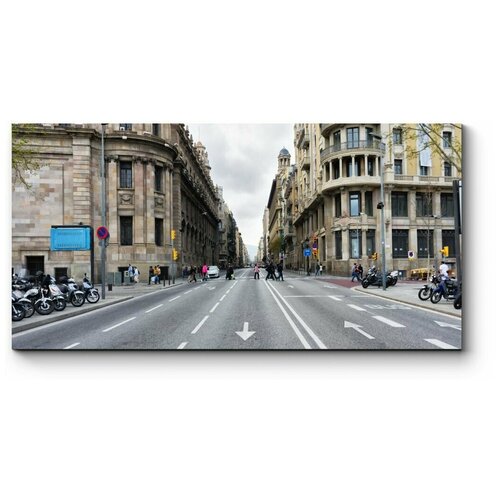 Модульная картина Пустая дорога в центре Барселоны 80x40